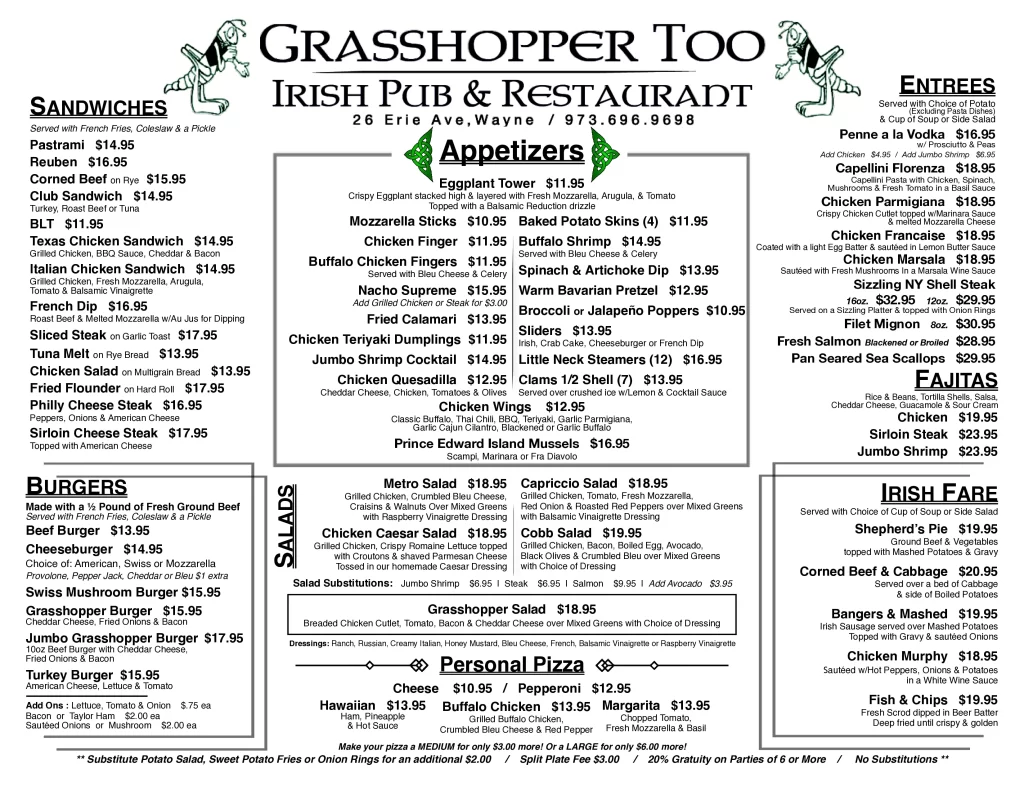 Menus – Grasshopper Too